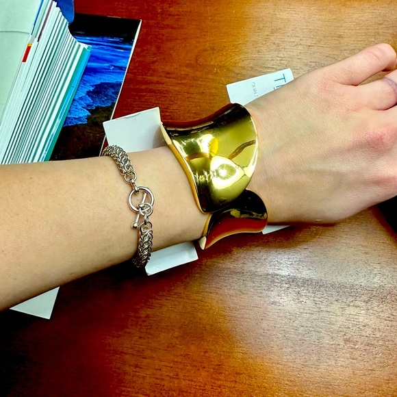 Time and Tru | Jewelry | Cuff Bracelet Hinged Gold Tone Large Statement ...
